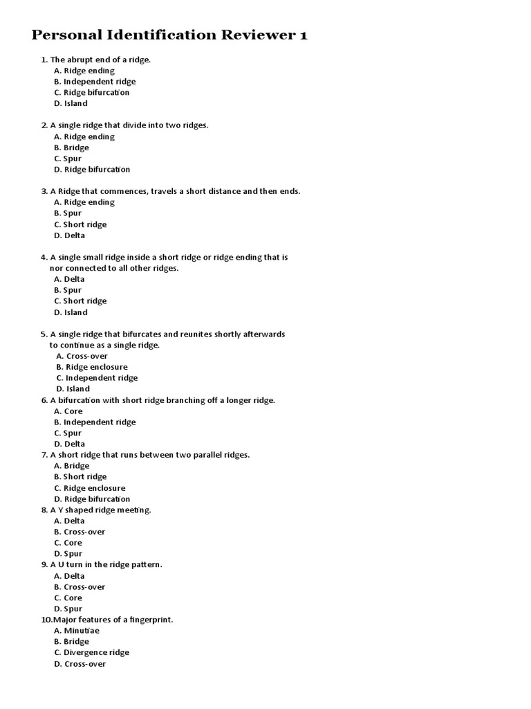 Personal Identification Reviewer 1 | Download Free PDF | Fingerprint ...