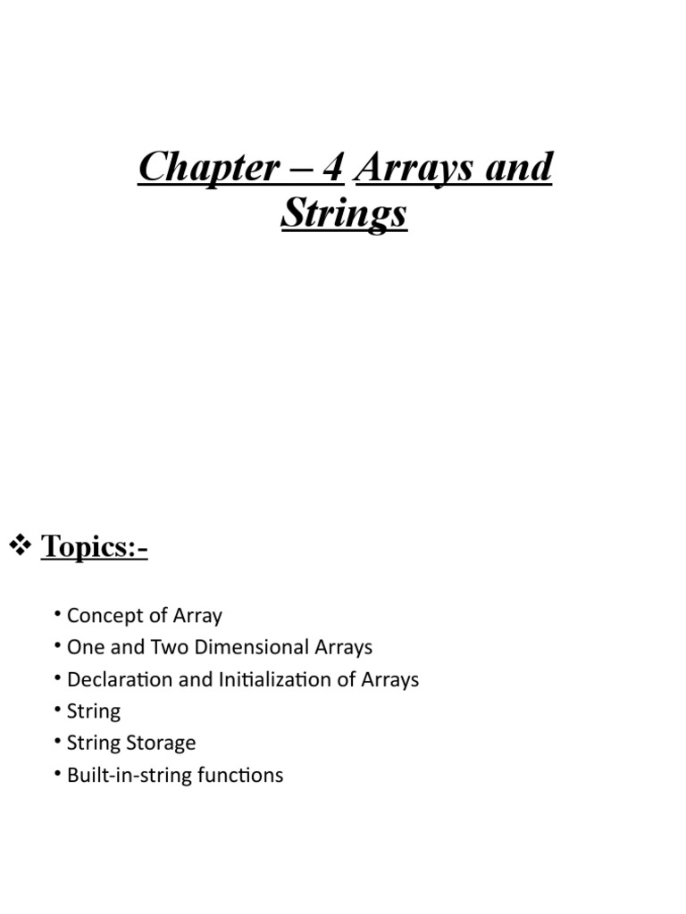 Chapter - 4 Arrays and Strings | Download Free PDF | Array Data Structure | String (Computer ...