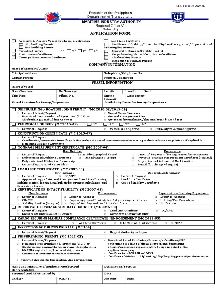 Srs Form-02-2021-00 - Bucus, TMC, LLC, Cos, CSMCC, DSB | PDF | Tonnage ...