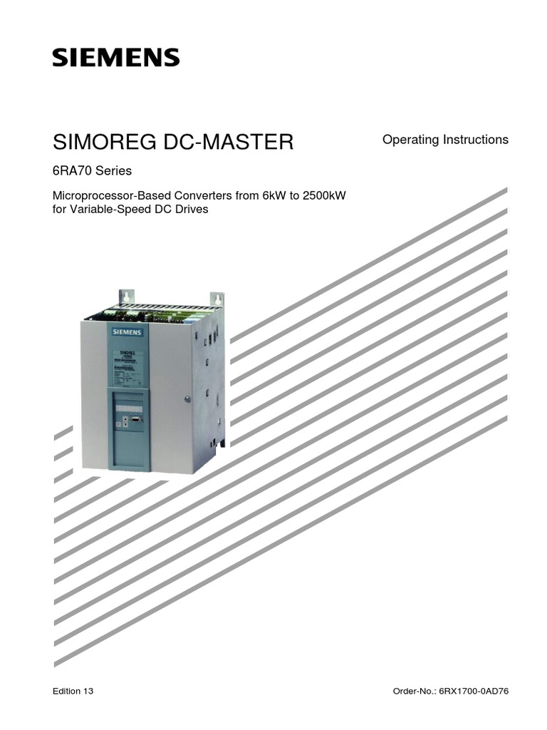 Simoreg Dc-Master: Operating Instructions | PDF | Software | Power Inverter