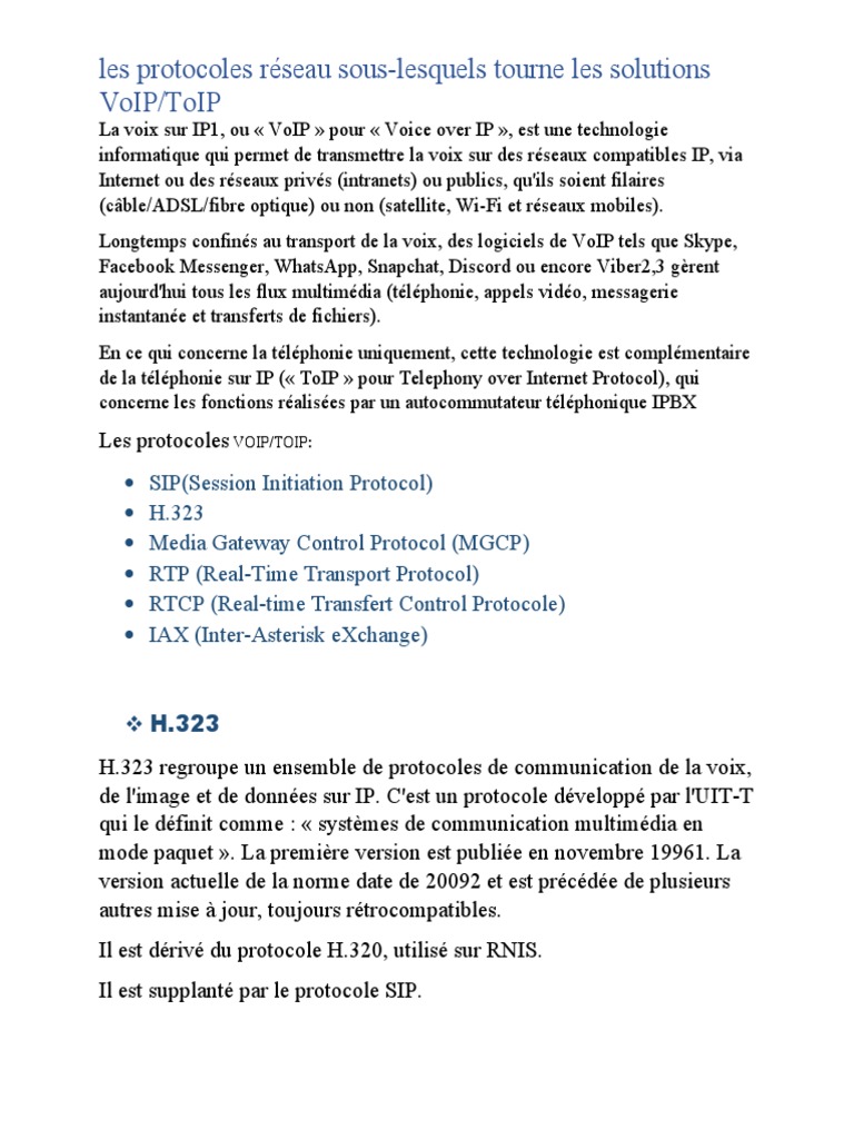 Protocoles VoIP et ToIP expliqués | PDF | séance d'initiation au ...