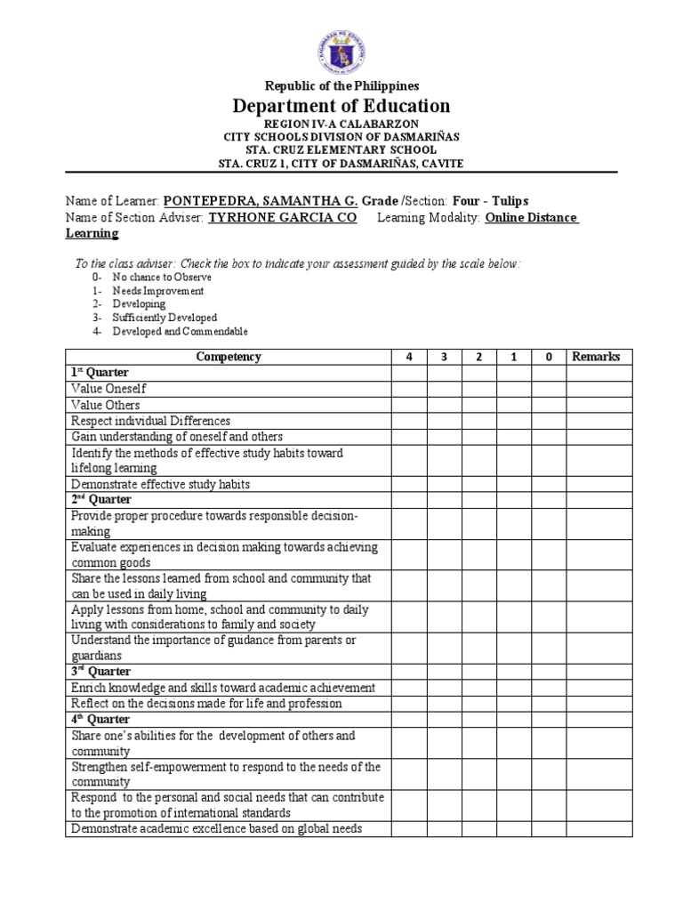 Department of Education: Republic of The Philippines | PDF