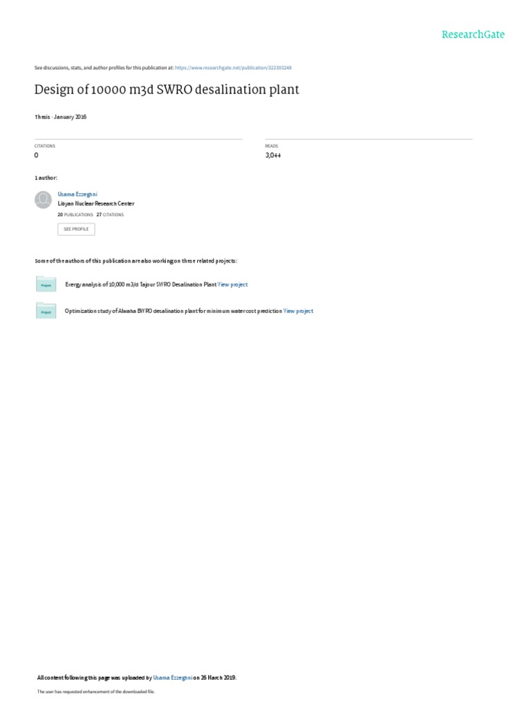 Design 10,000 m3/d SWRO plant | PDF | Membrane | Desalination