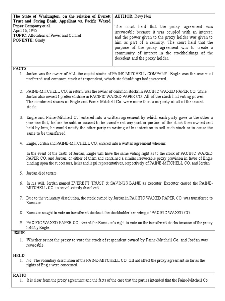 103 STATE EX REL. EVERETT TRUST vs. PACIFIC WAXED PAPER CO. | PDF | Law ...
