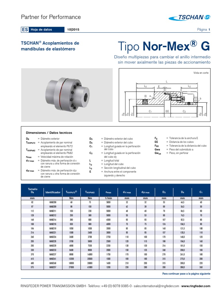 Acoplamientos Tschan Normex | PDF | Longitud | Distancia