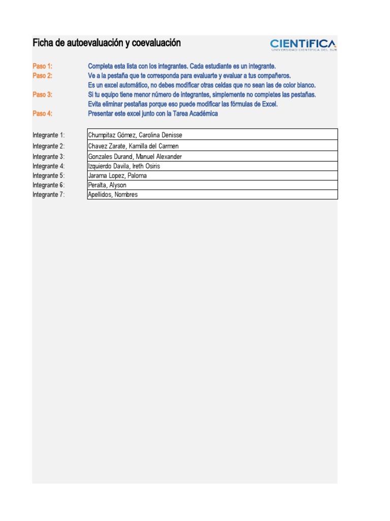 TA2 - Ficha de Autoevaluación y Coevaluación | PDF