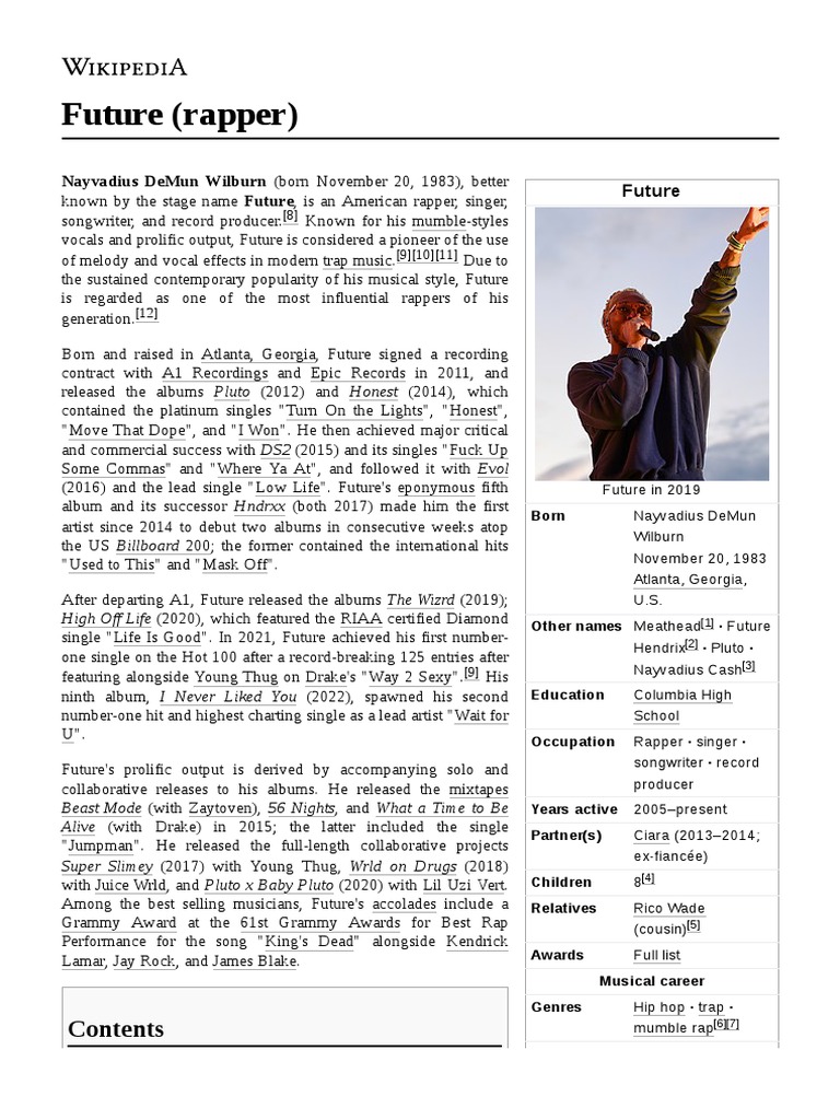 Future (Rapper) : Nayvadius Demun Wilburn (Born November 20, 1983 ...