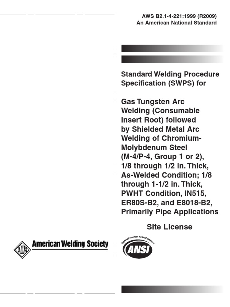 Standard Welding Procedure Specification (SWPS) For: Site License | PDF ...