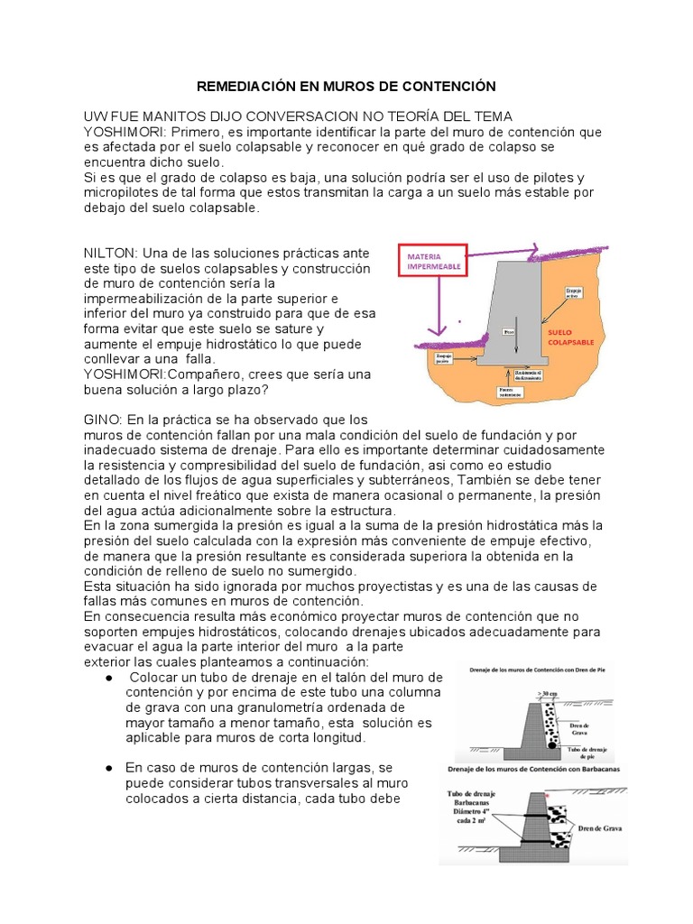 Remediacion en Muros de Contension | PDF | Fundación profunda | Agua