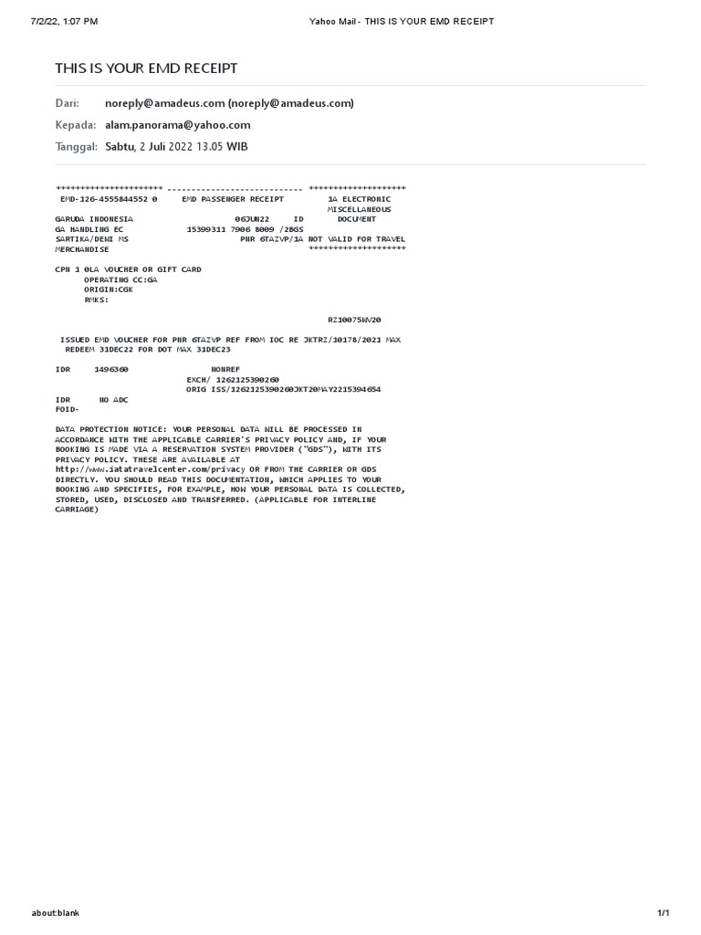 This Is Your Emd Receipt Pku CGK | PDF | Technology & Engineering