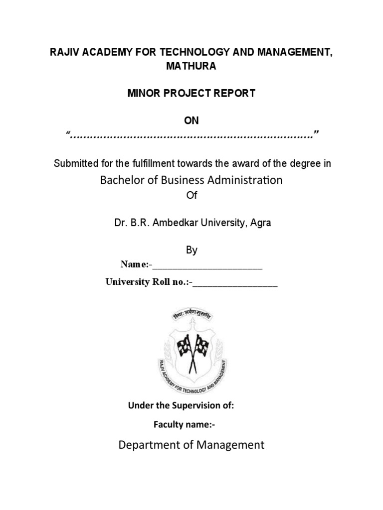 Bba 4 Sem Minor Project Report Format | PDF