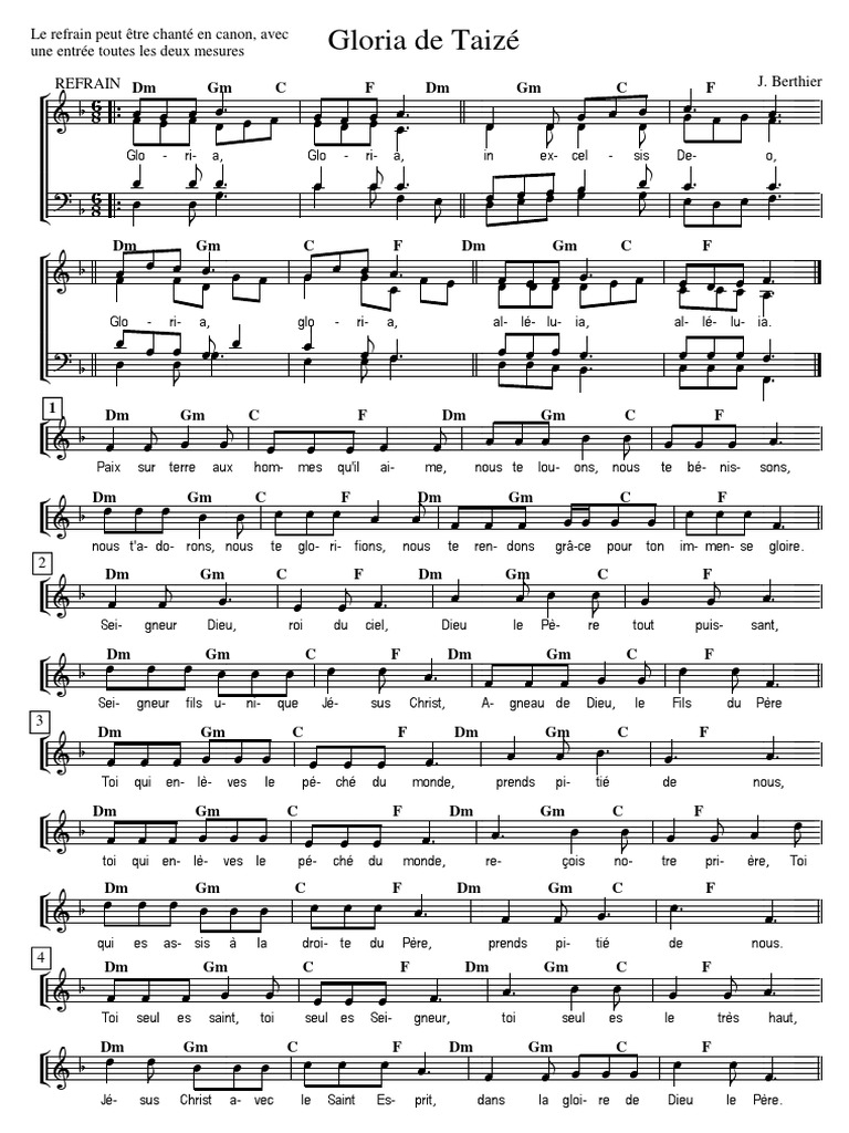 Gloria Taize | PDF | Lexicologie | Voix humaine