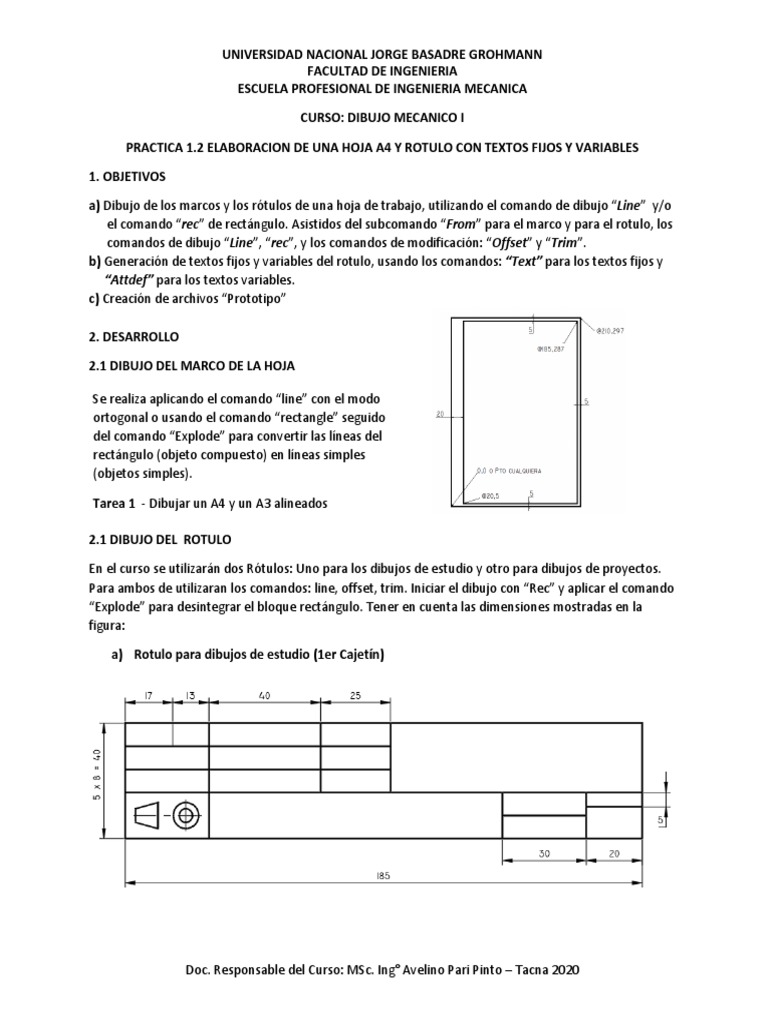 Practica 1.2 Hoja A4 Con Rotulo Ingenieria Mecanica | PDF | Ingeniería