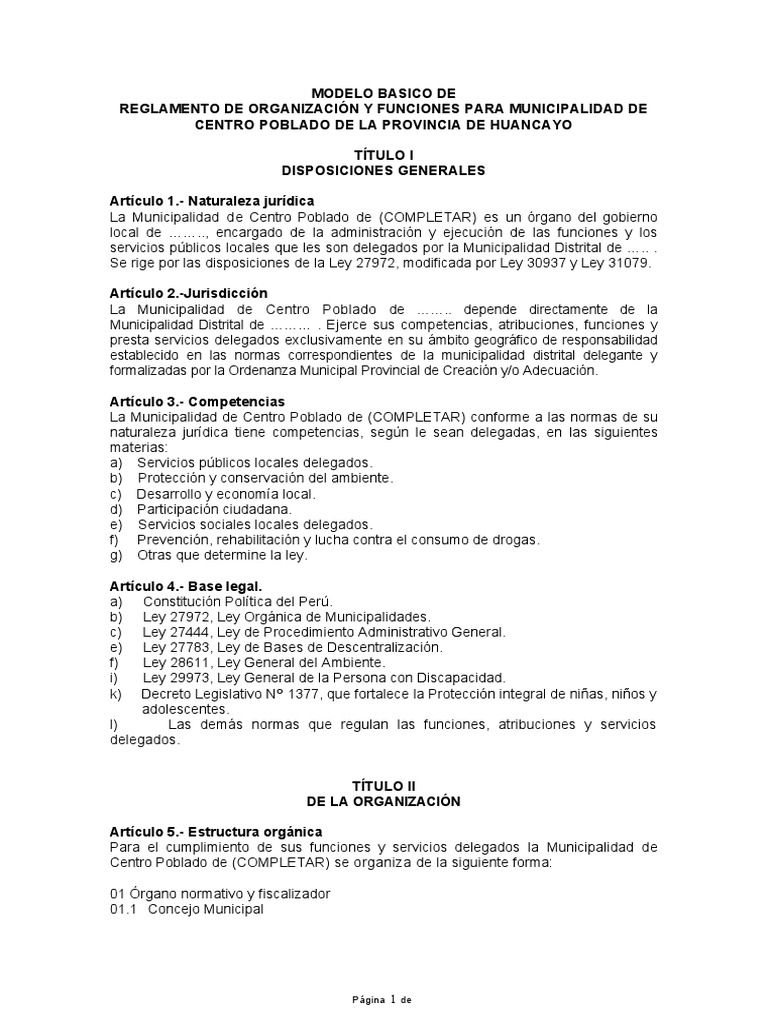 Modelo Rof MCP | PDF | Alcalde | Gobierno local