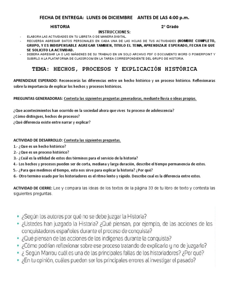 Actividad 2 N HECHOS, PROCESOS Y EXPLICACIÓN HISTÓRICA | PDF | Informática