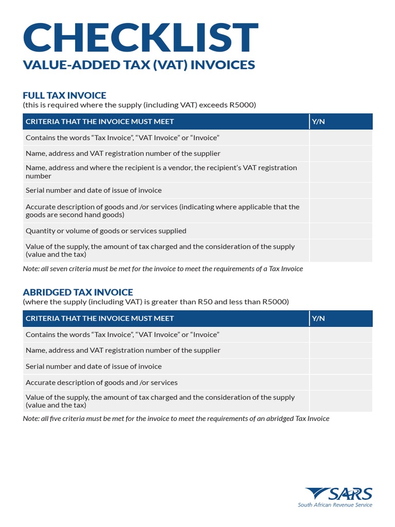 Tax Invoice Checklist Version 2 29032016 | PDF