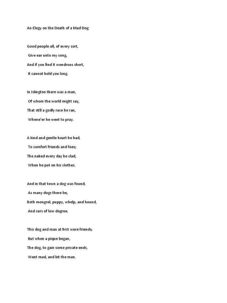 Elegy on a Mad Dog's Death | PDF