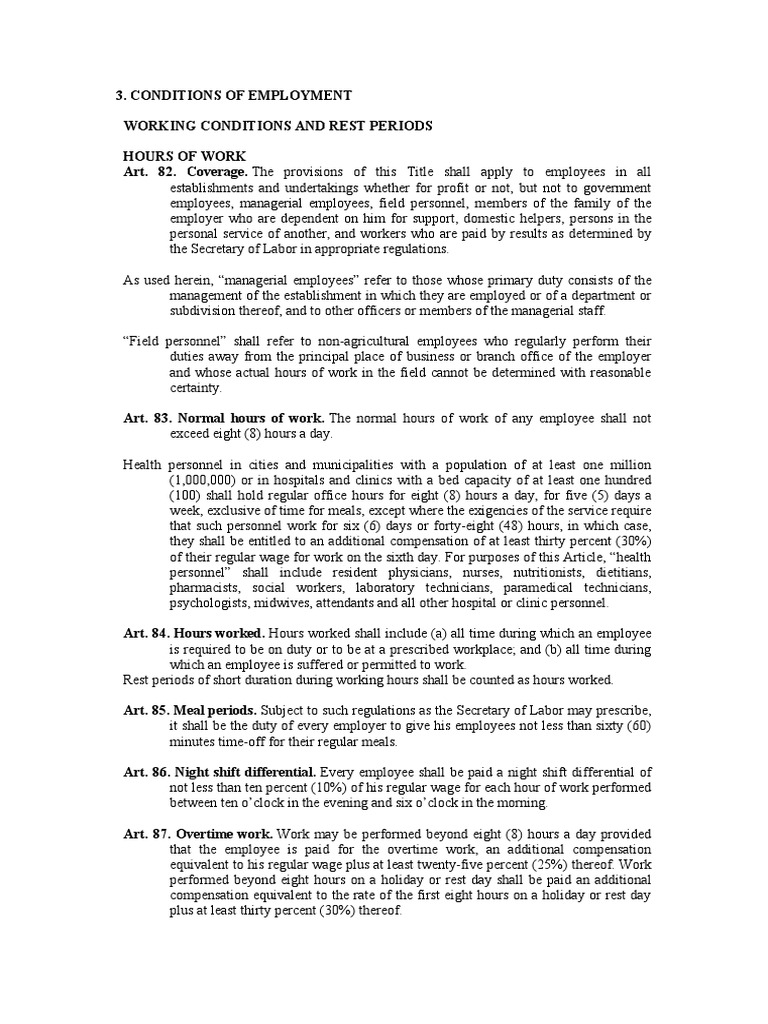 Conditions of Employment | PDF | Employment | Overtime
