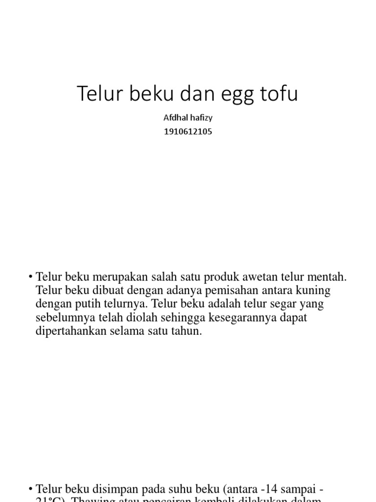 Telur Beku Dan Egg Tofu | PDF