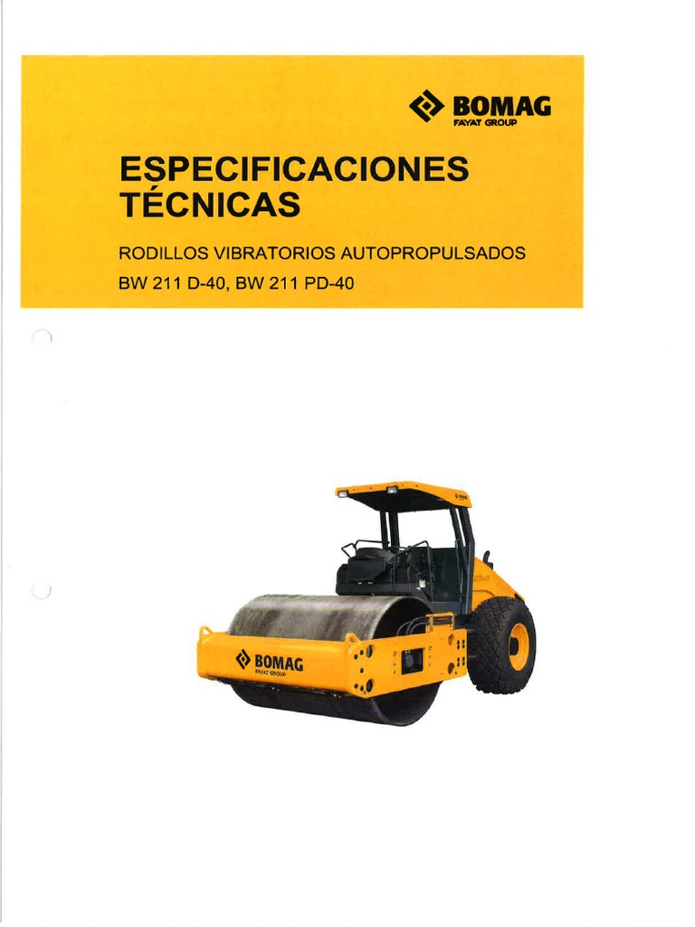 Especificaciones Bomag BW211D-40 | PDF