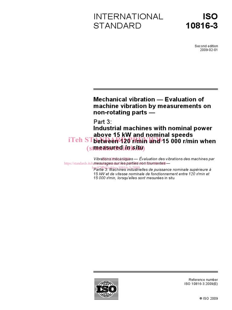Iso 10816 3 2009 | PDF | International Organization For Standardization ...