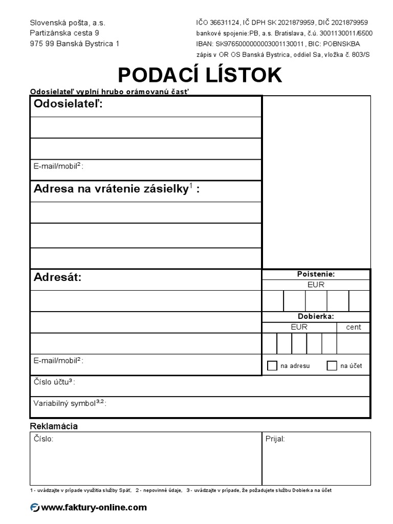Podaci Listok Tlacivo | PDF