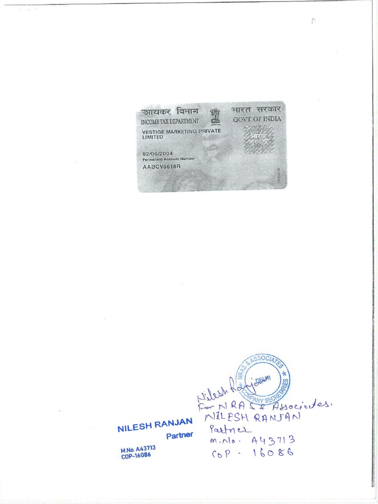 vestige PAN-Card | PDF