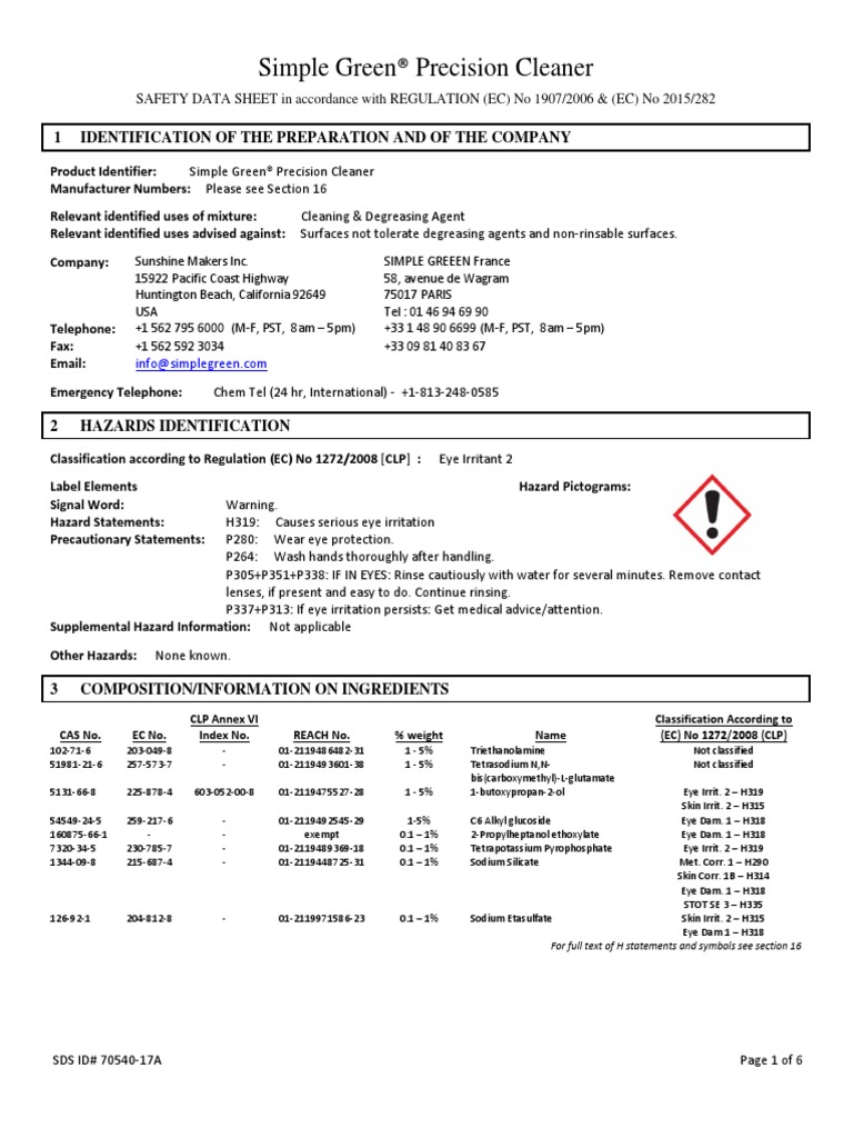 Simple Green Precision Cleaner | PDF | Toxicity | Waste Management