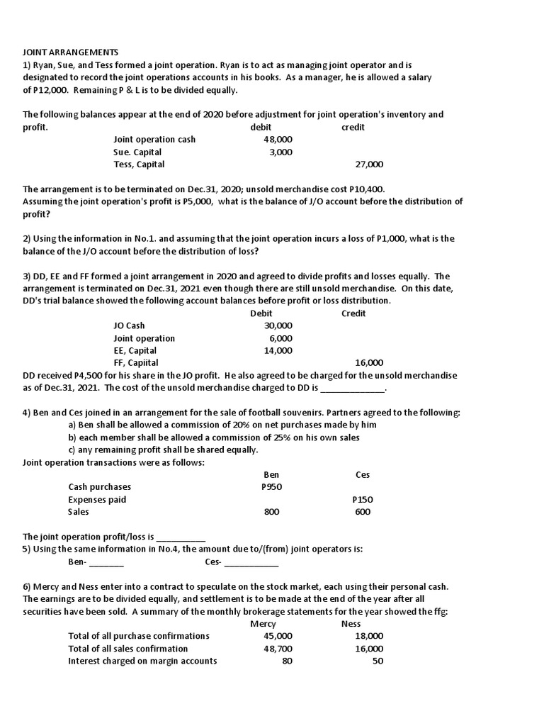 Joint arrangement profit calculation and settlement | PDF | Dividend ...