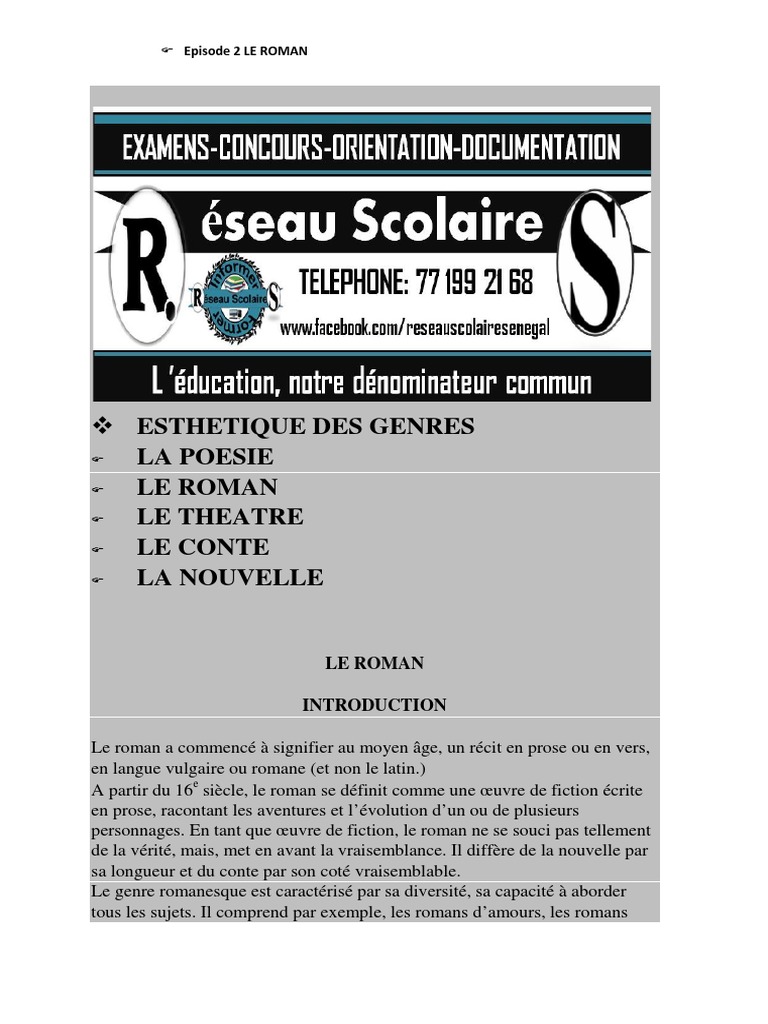 Les Fonctions du Roman et leur Impact | PDF | Romans | Réalité