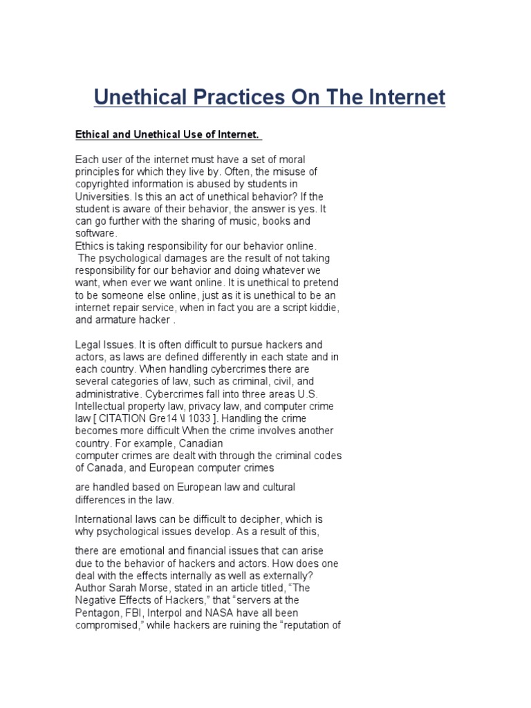 Unethical Practices On The Internet | PDF | Ransomware | Copyright ...