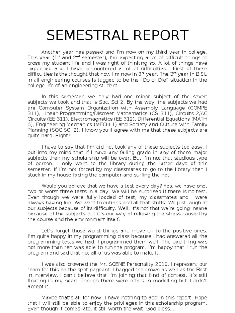 Semestral Report | PDF