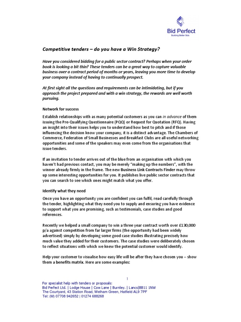 Developing A Win Strategy | PDF | Small Business | Economies