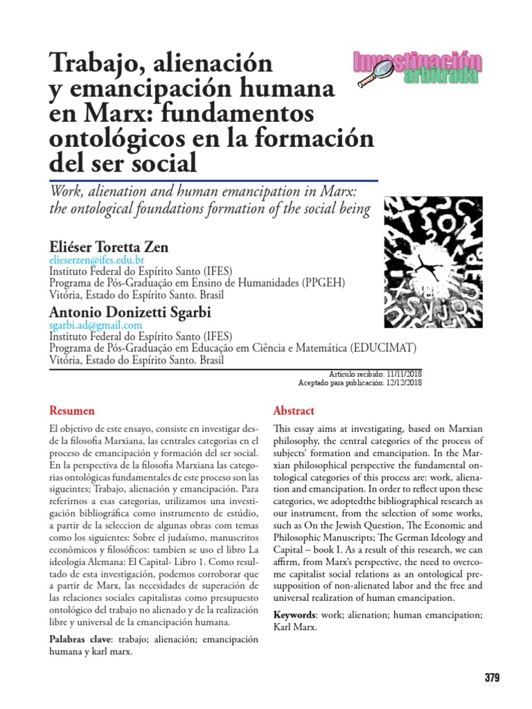 Trabajo, Alienacion y Emancipacion Humana en Marx | PDF | Karl Marx ...
