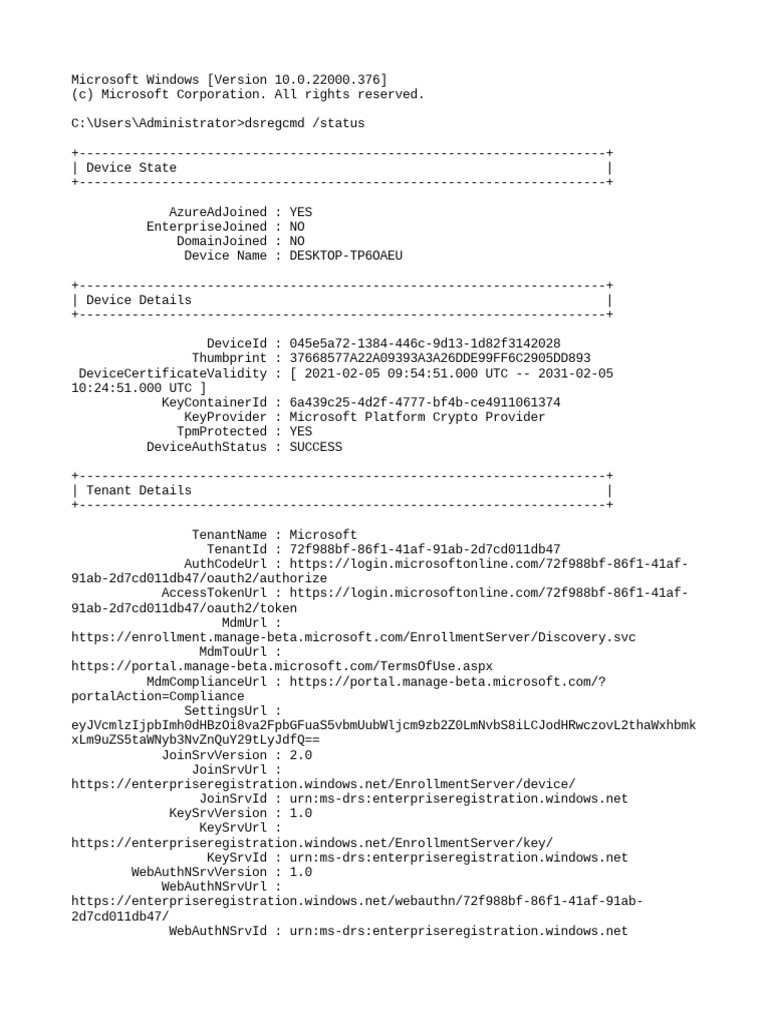 Dsregcmd | PDF | Proxy Server | Computer Engineering