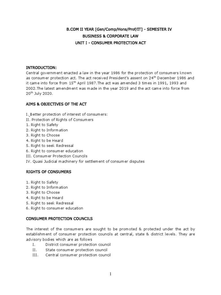 Consumer Protection Act-1986 | PDF | Consumer Protection | Goods