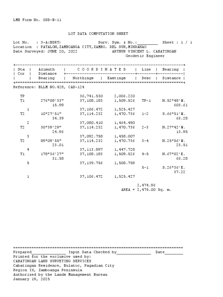 Ldc-Lot 3-A PSD-09-048047 | PDF | Surveying | Earth Sciences