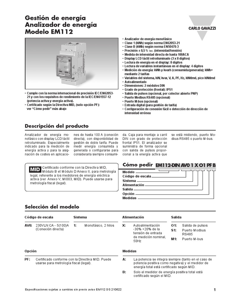 EM112 Español | PDF | Corriente eléctrica | Metrología