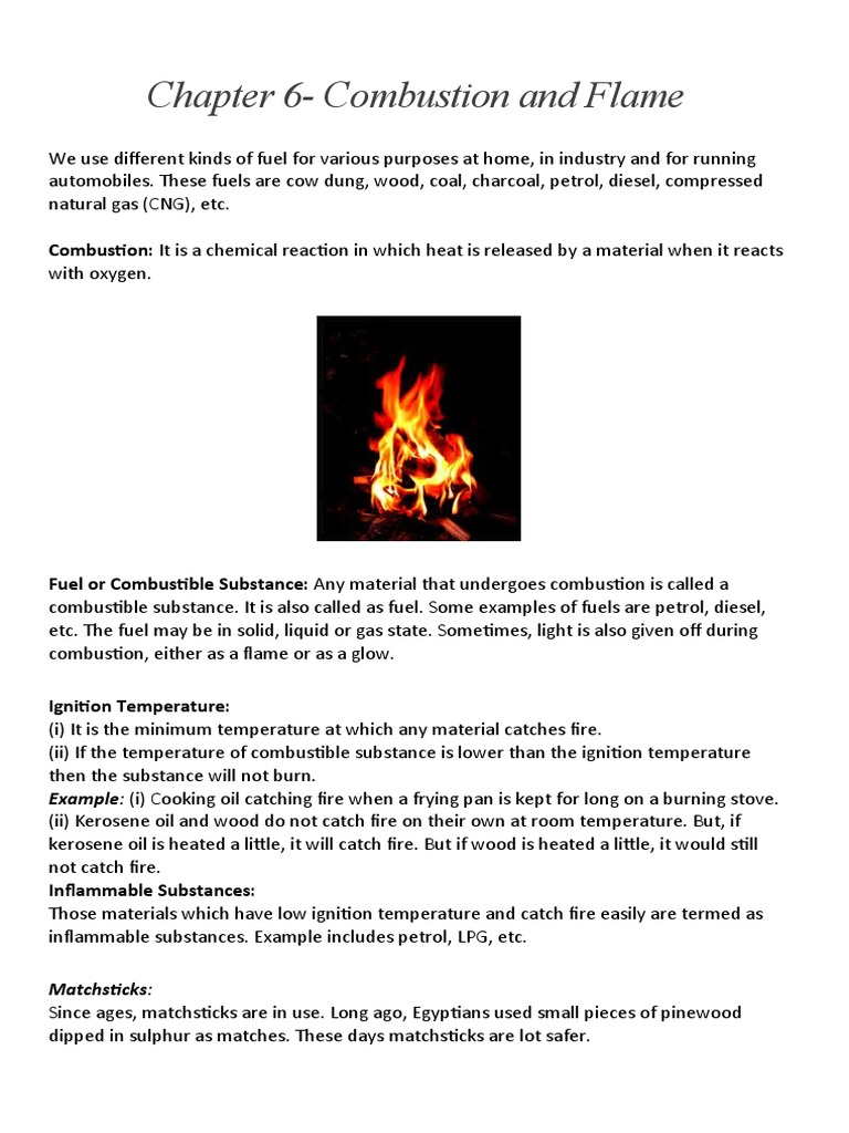 Class 8 Chapter 6-Combustion and Flame Notes - Hakim | PDF | Combustion ...