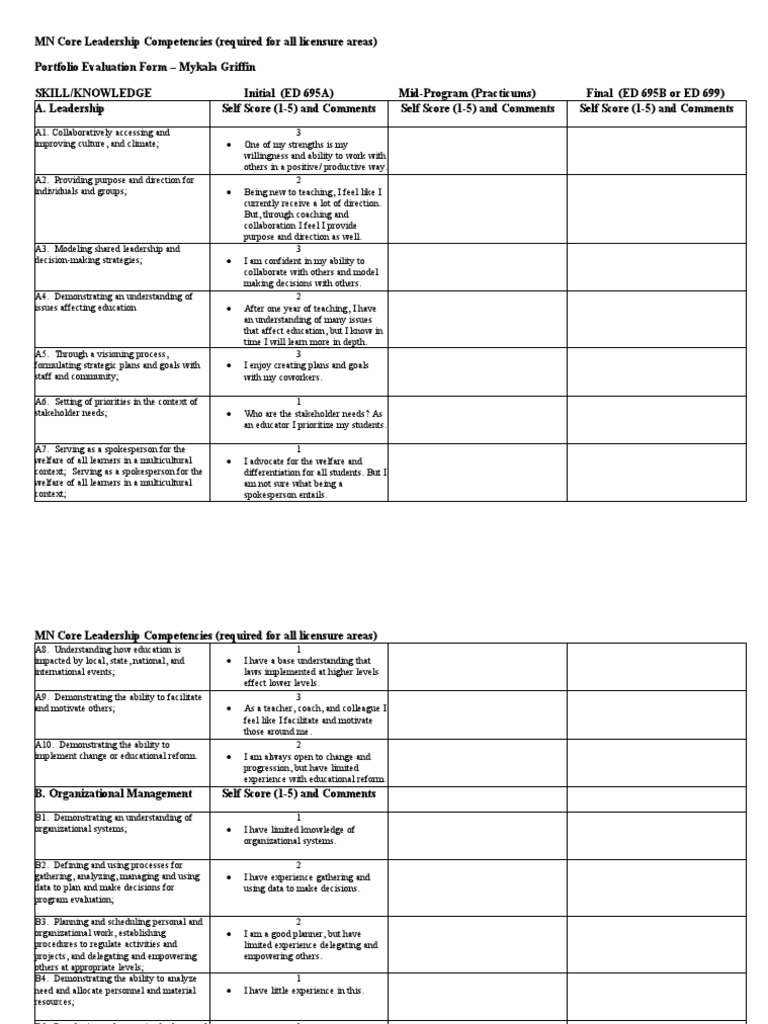 MN Core Administrative Competencies 1 | PDF | Educational Assessment ...