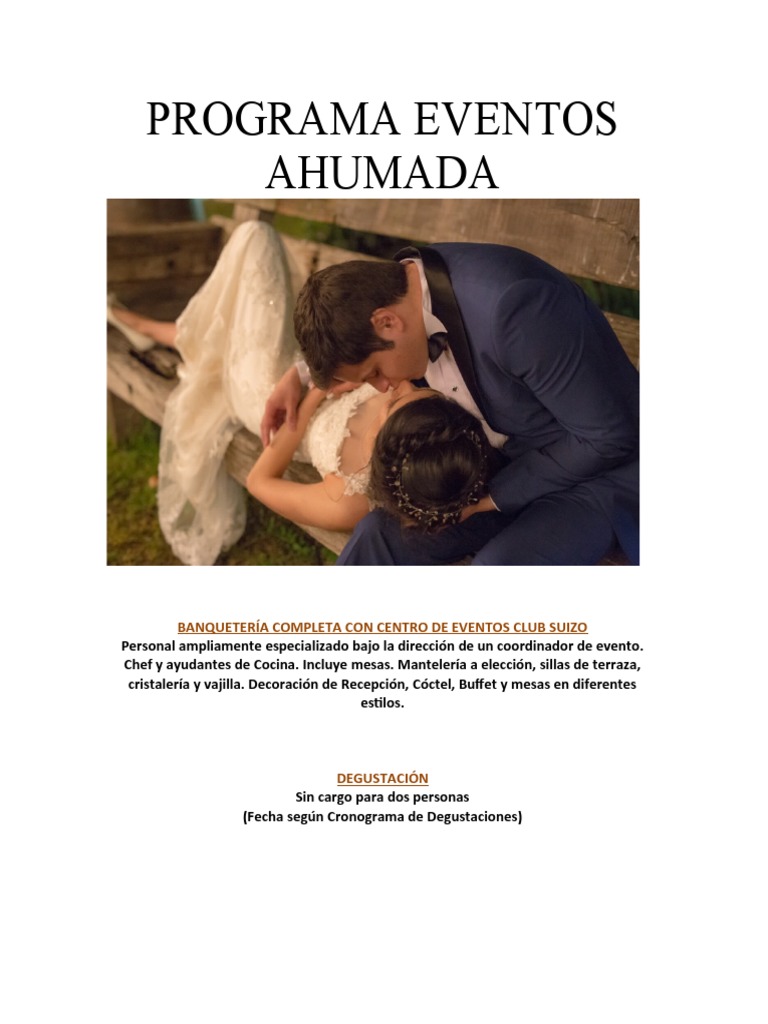 PROGRAMA EVENTOS AHUMADA Cocktail + Mini Plato | PDF | Comida y bebida ...