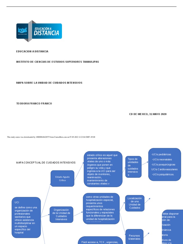 Mapa Conceptual De Cuidados Intensivos Pdf Unidad De Cuidados