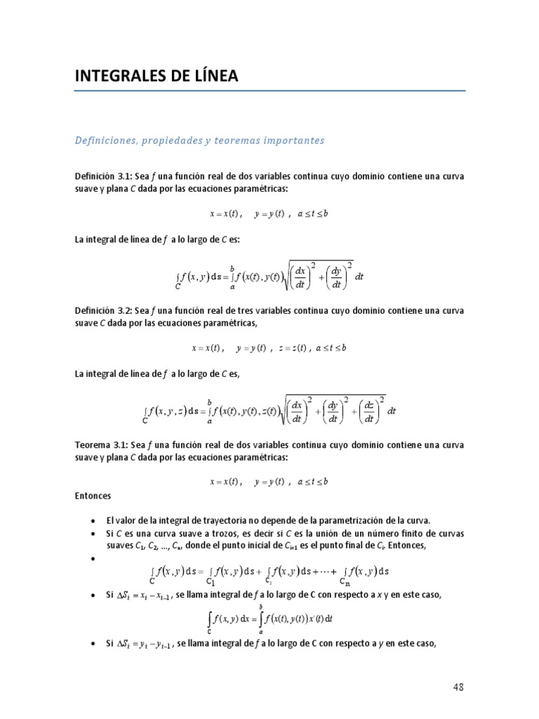 Ejercicios Integrales de Linea | PDF | Integral | Curva