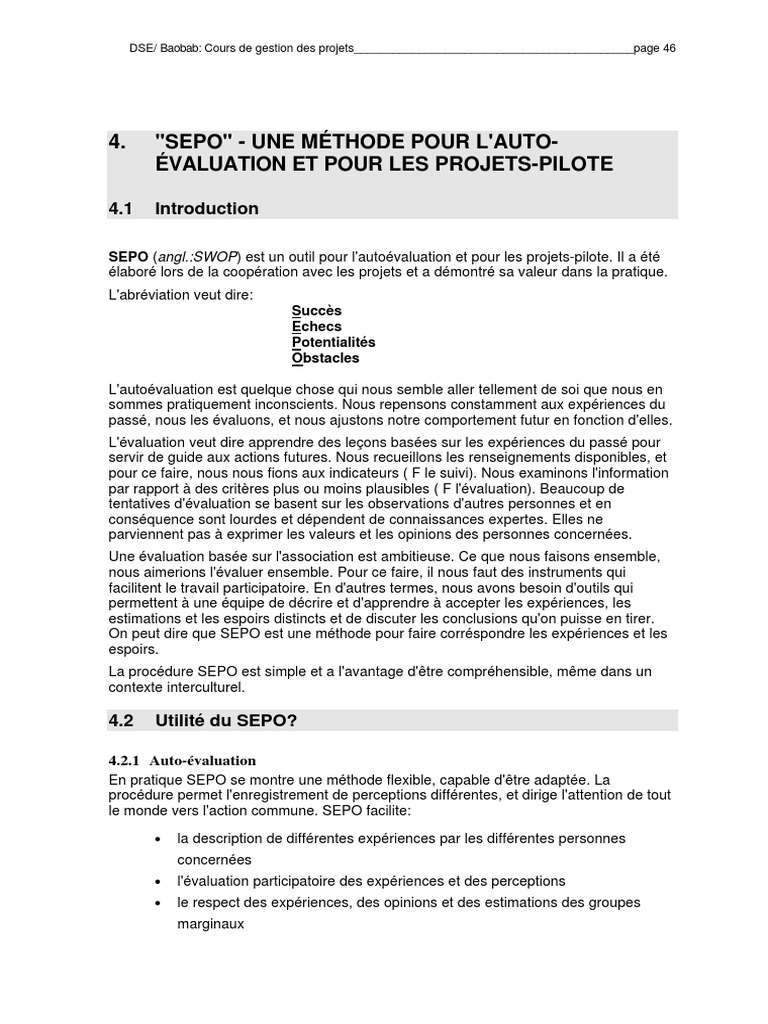 Méthode SEPO pour Projets-Pilote | PDF | Planification | Méthode du ...