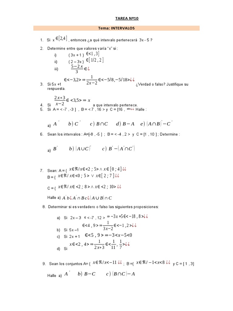 Tarea Sem 10 - Intervalos | PDF