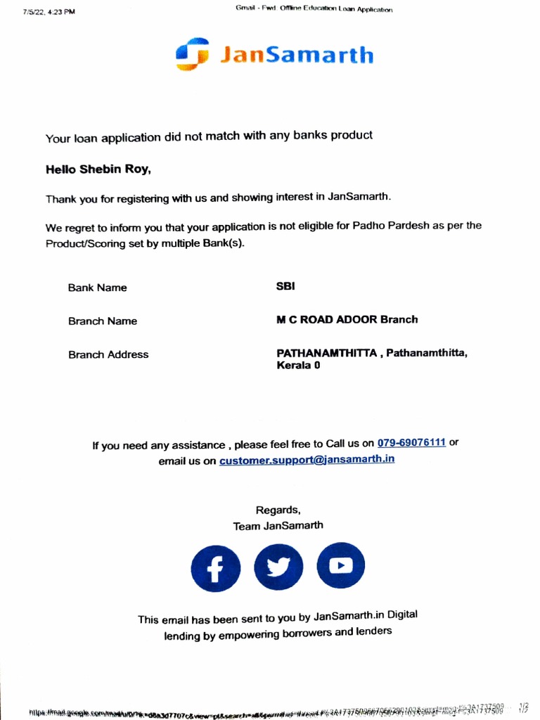 JanSamarth Education Loan Application Update | PDF