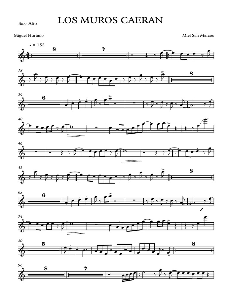 LOS MUROS CAERAN (Sax-Alto) - Partitura completa | PDF