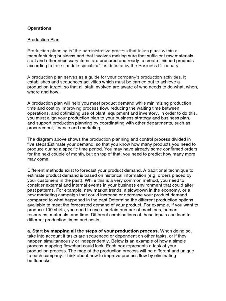 Operations-Production Plan | PDF | Inventory | Marketing