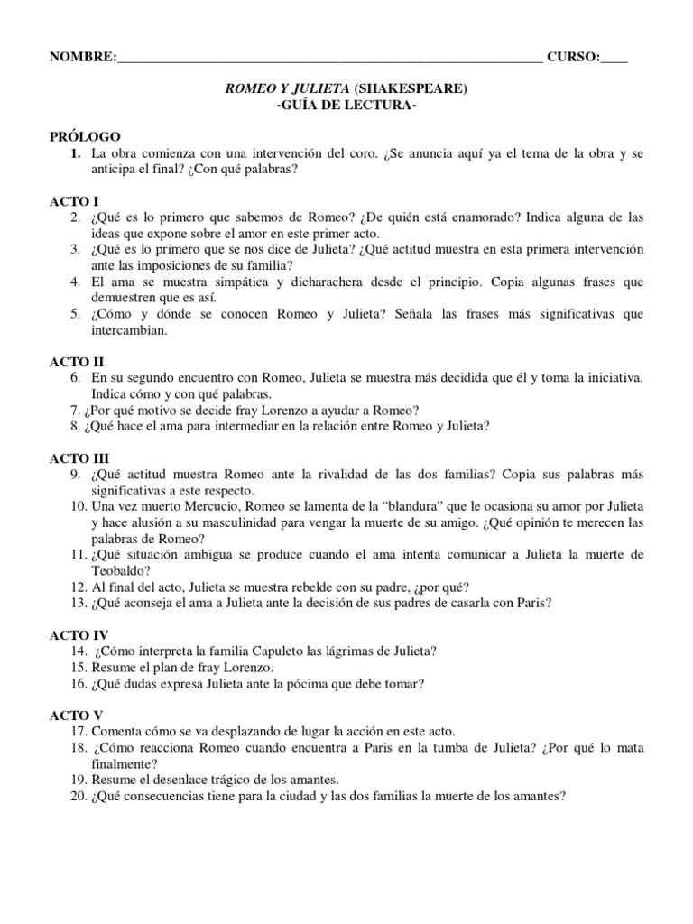 Guia Romeo y Julieta | PDF