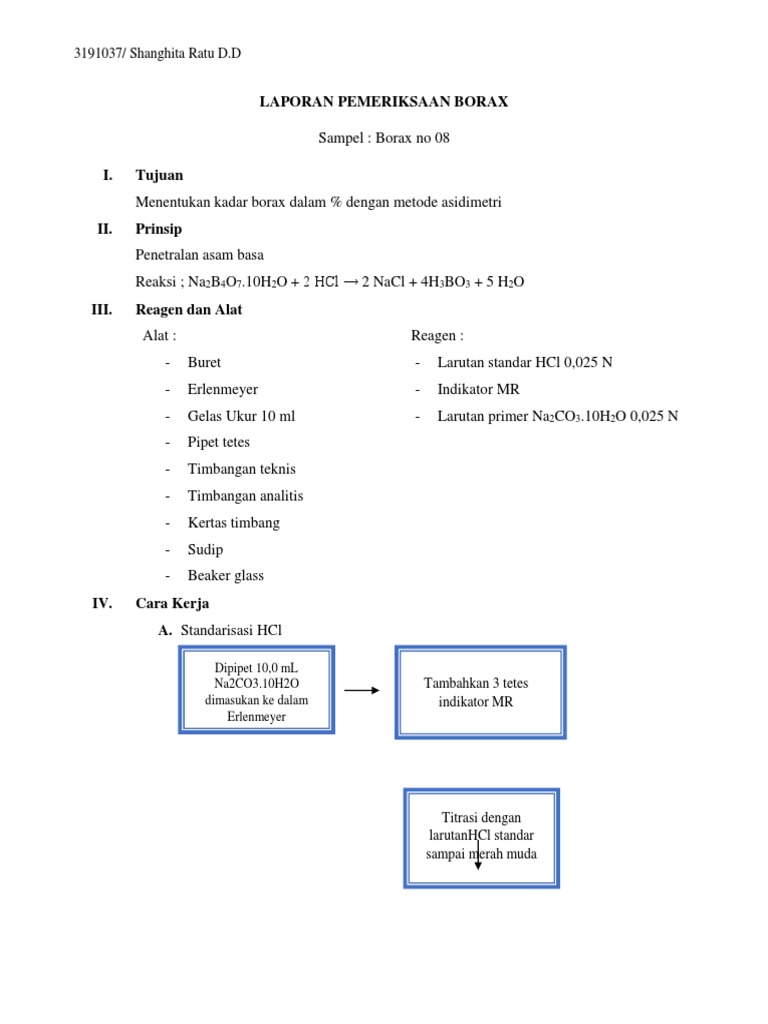 Shanghita Ratu D.D - Laporan Pemeriksaan Borax | PDF